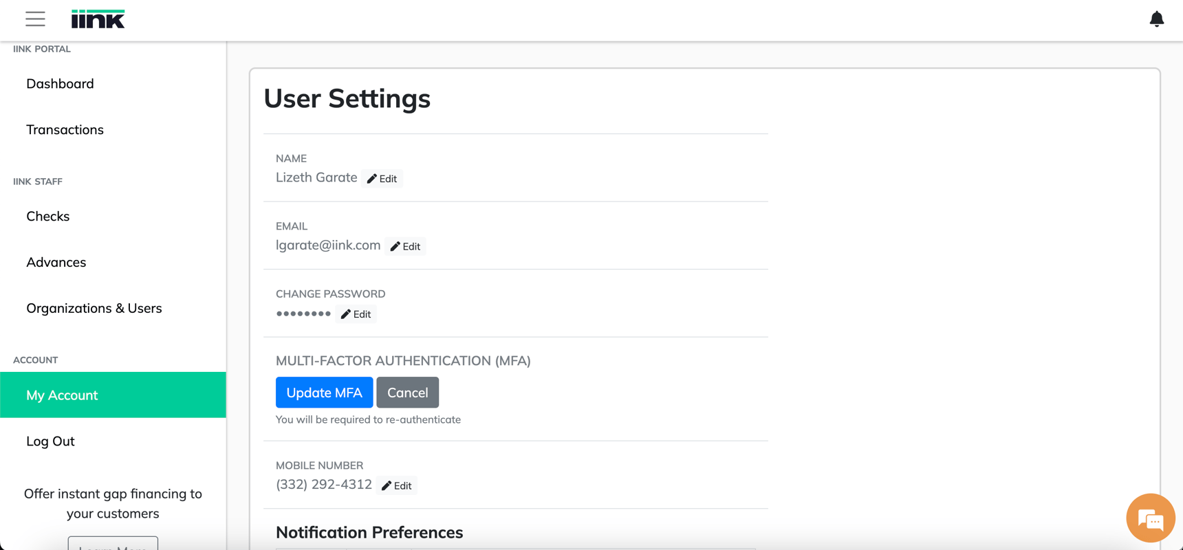 How to log into the iink app and enable MFA